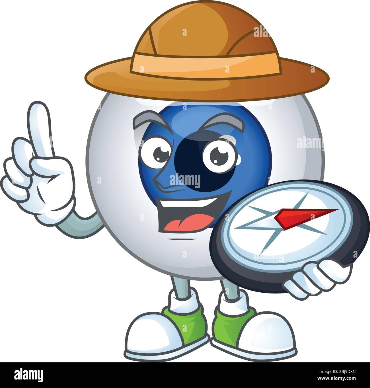 World explorer human eye ball cartoon design style using compass Stock ...