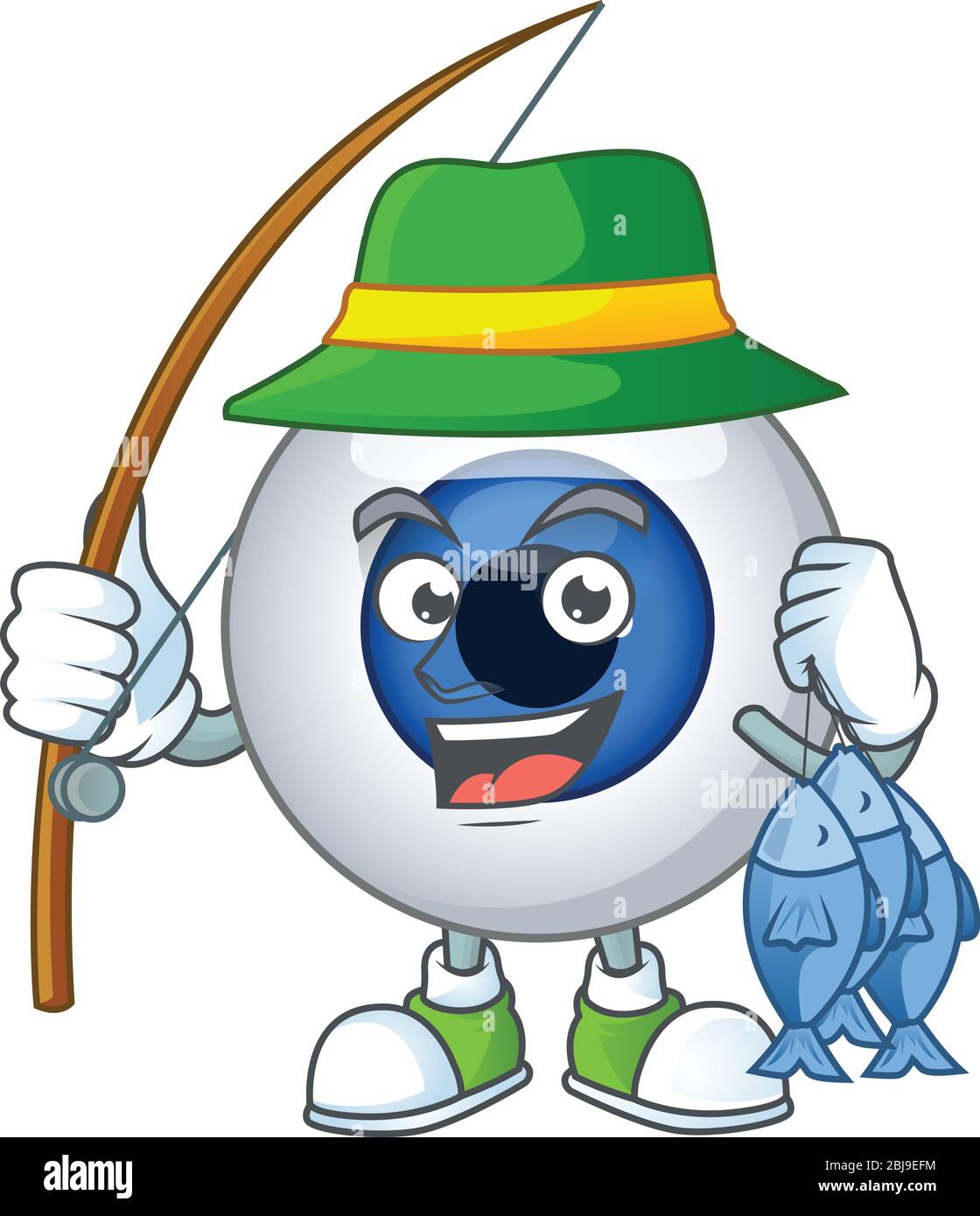 A Picture of human eye ball fisher mascot design catch a fish Stock ...