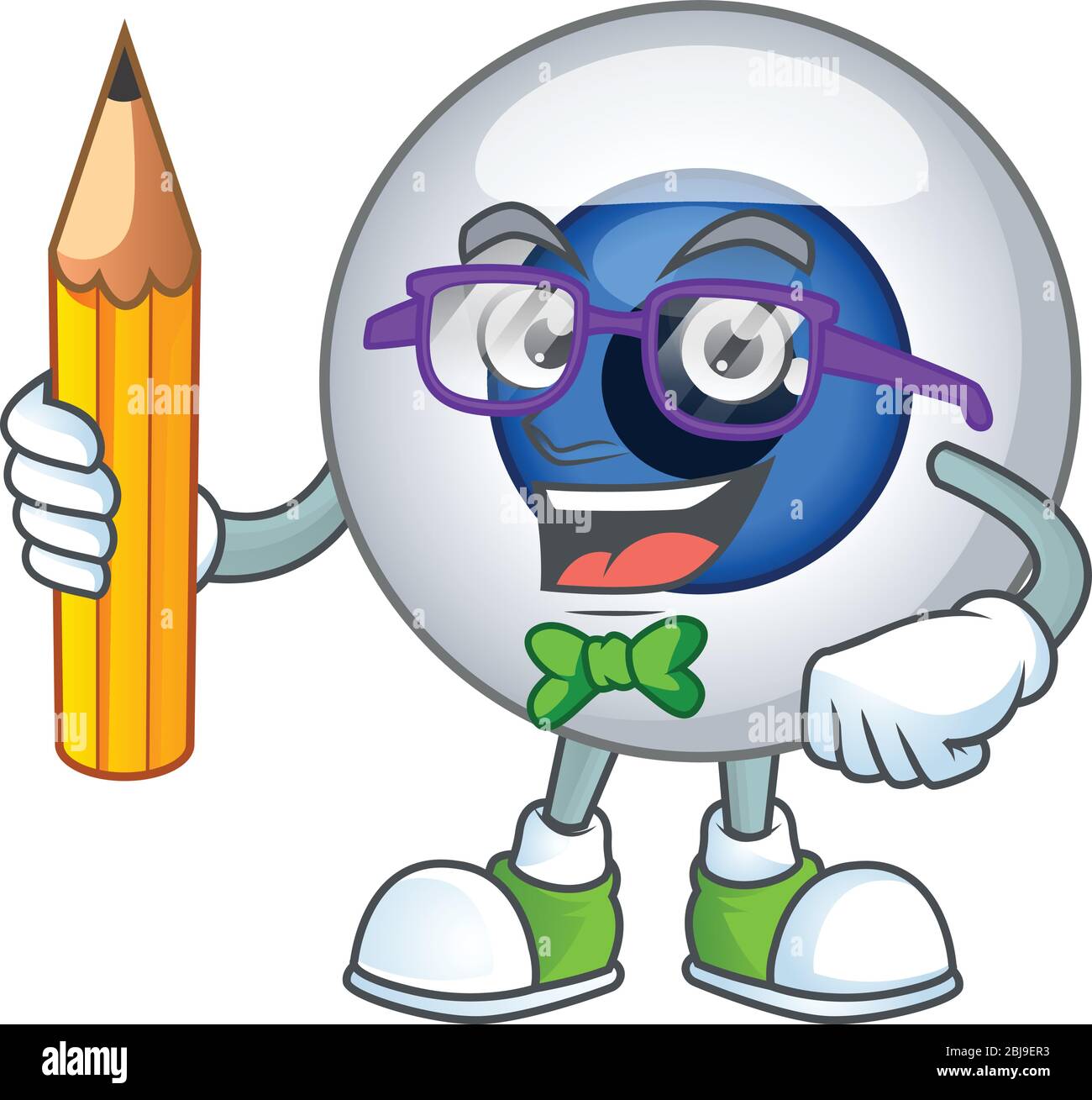 Human eye ball student cartoon character studying with pencil Stock ...