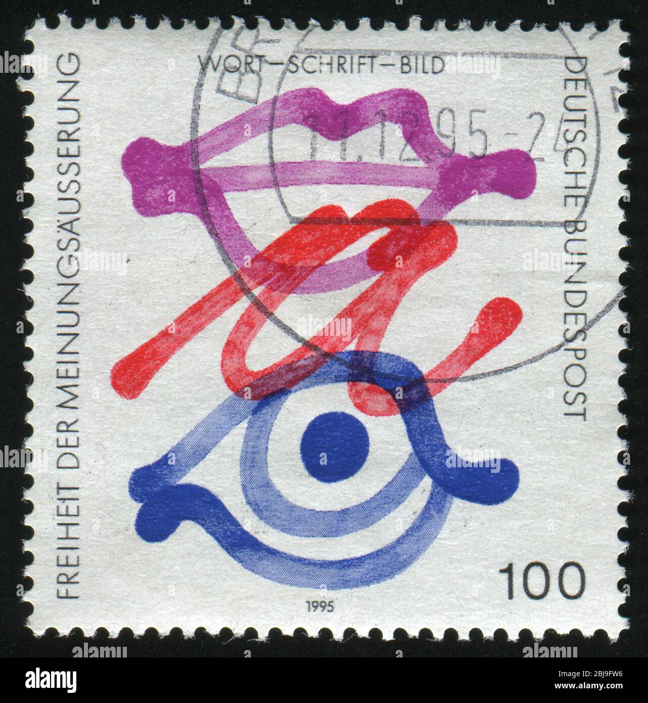 GERMANY- CIRCA 1995: stamp printed by Germany, shows eye, and lips ...