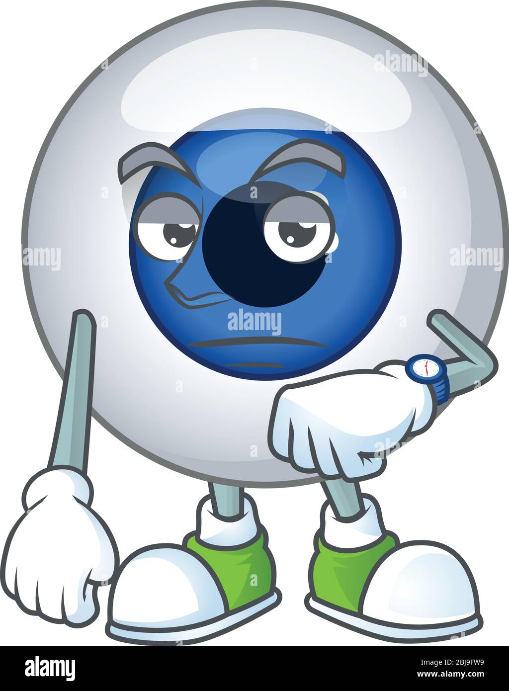 Human eye ball with waiting gesture cartoon mascot design concept Stock ...