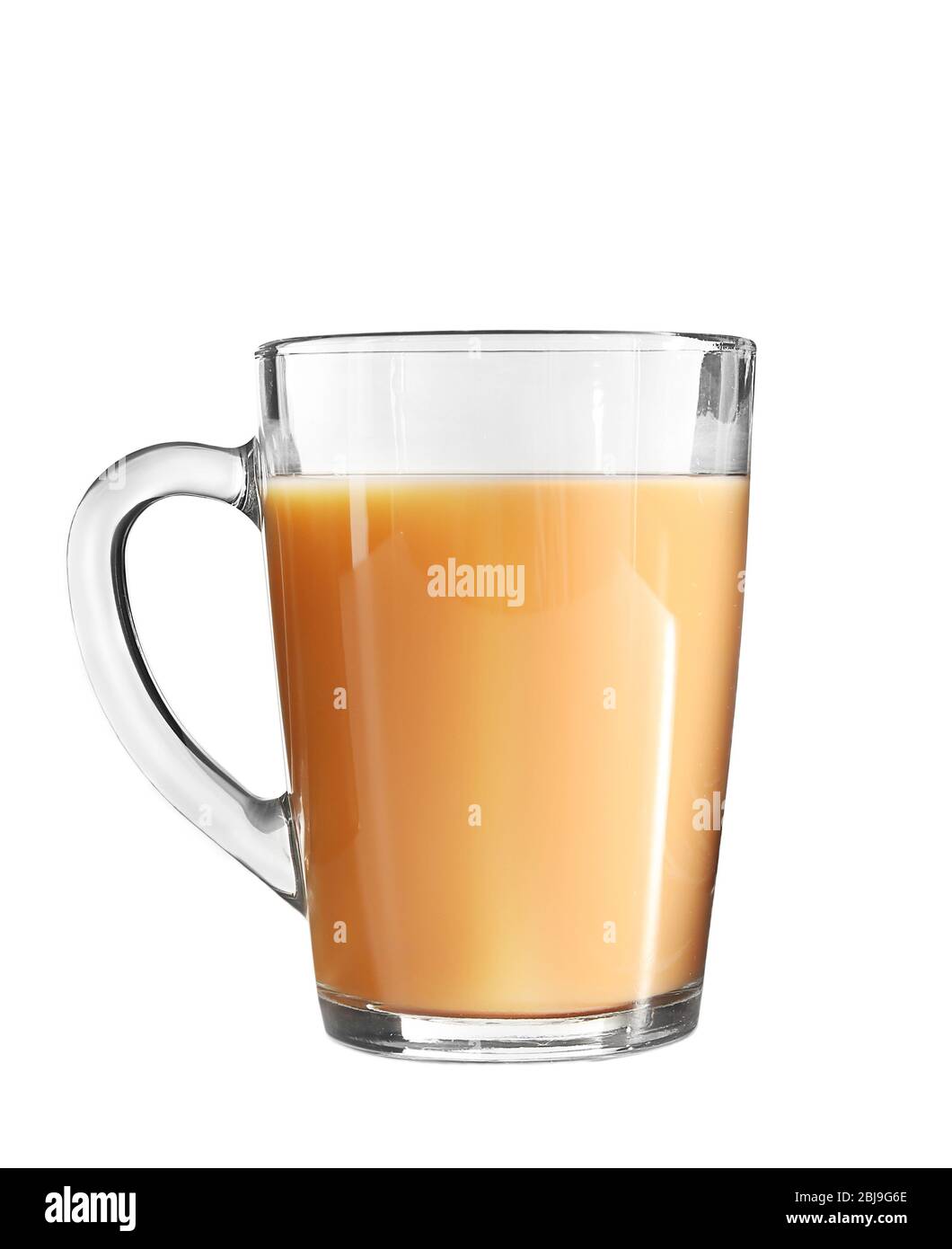 Glass cup of tea with milk isolated on white Stock Photo - Alamy
