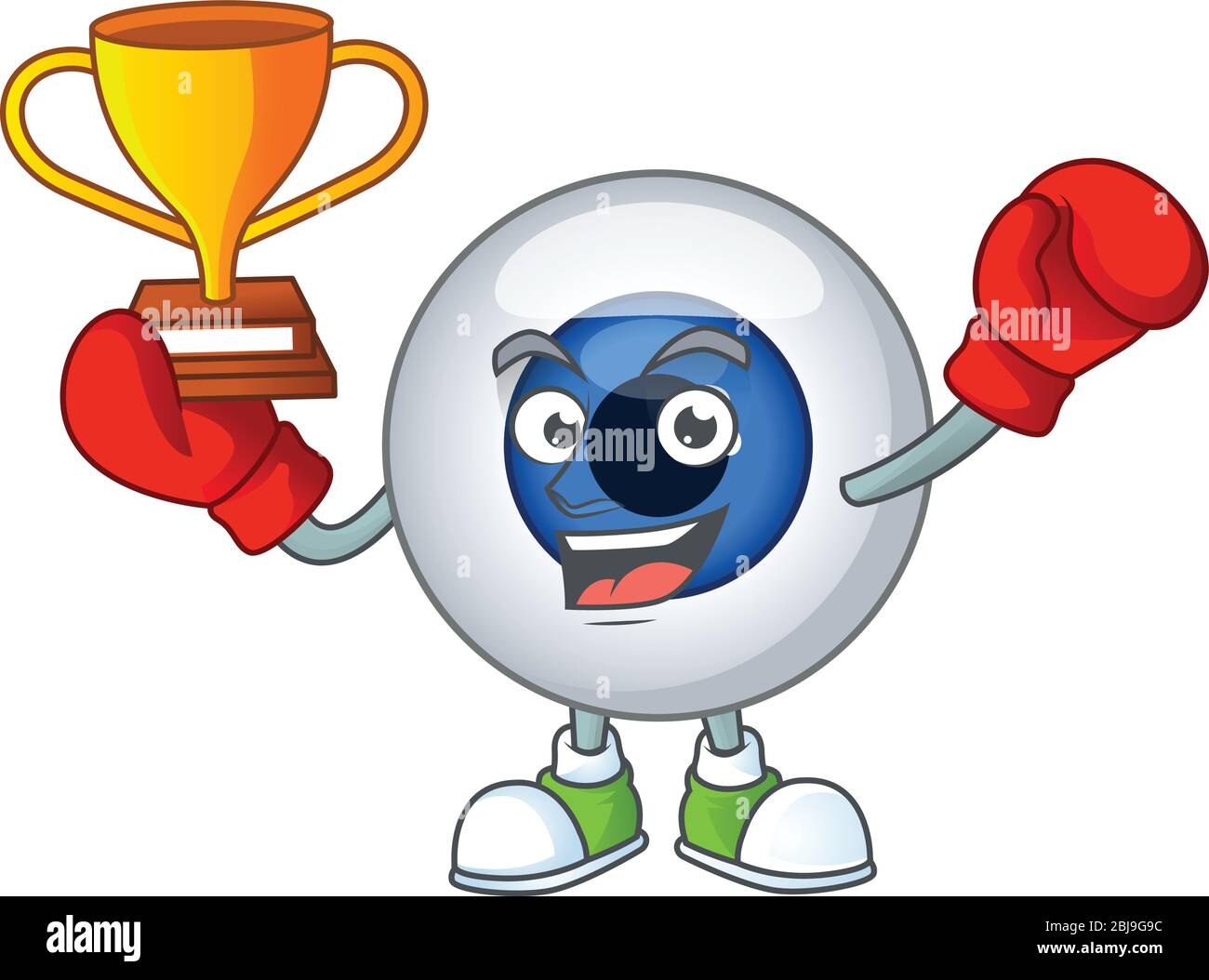 Proudly face of boxing winner human eye ball presented in cartoon ...