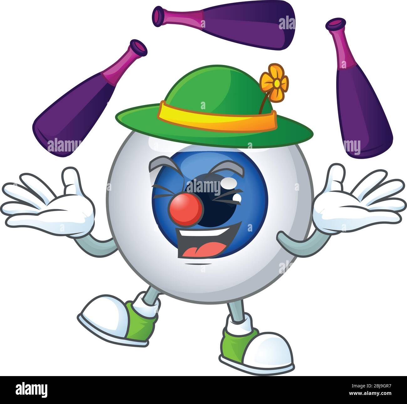 mascot cartoon style of human eye ball playing Juggling on stage Stock ...
