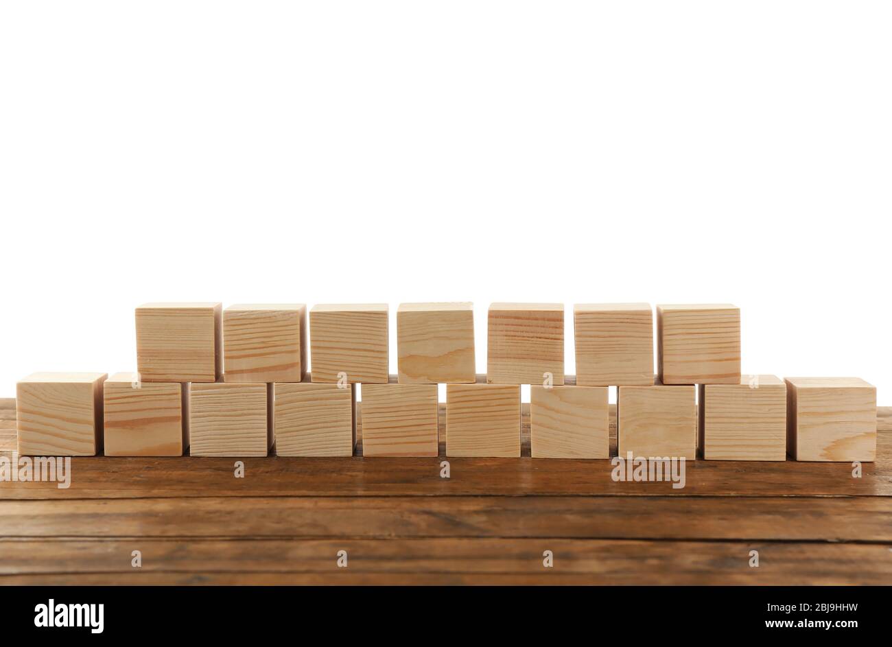 Blank wooden blocks on a white background Stock Photo - Alamy