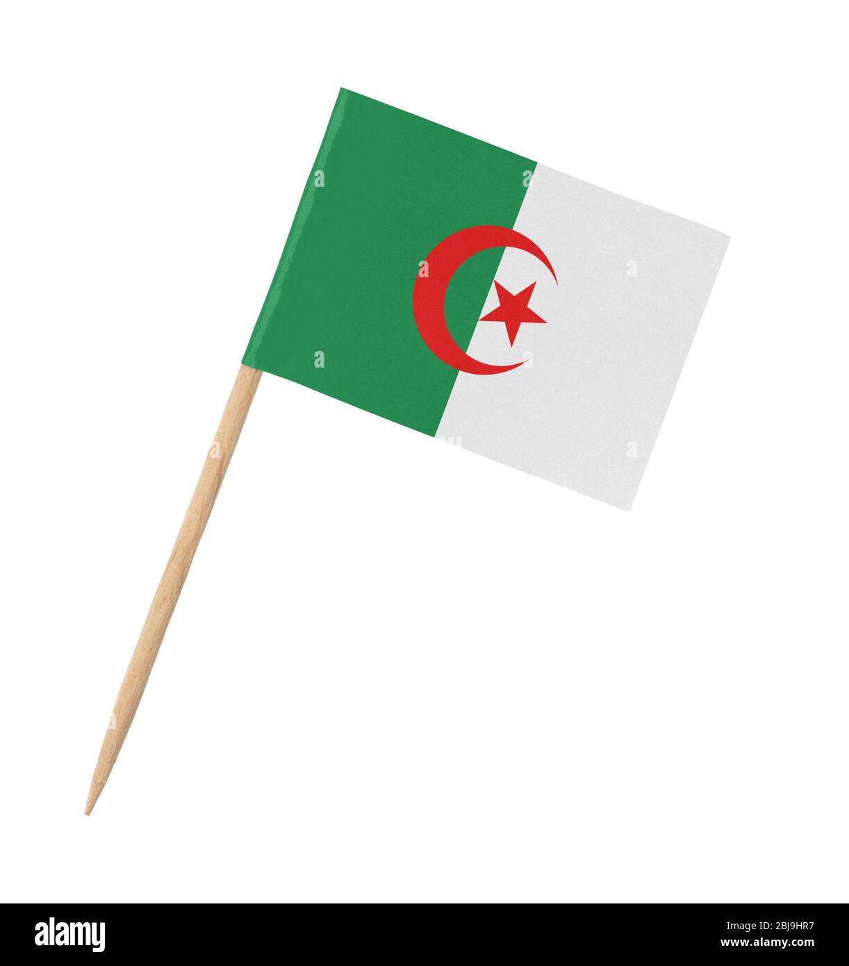 Small paper flag of Algeria on wooden stick, isolated on white Stock Photo - Alamy