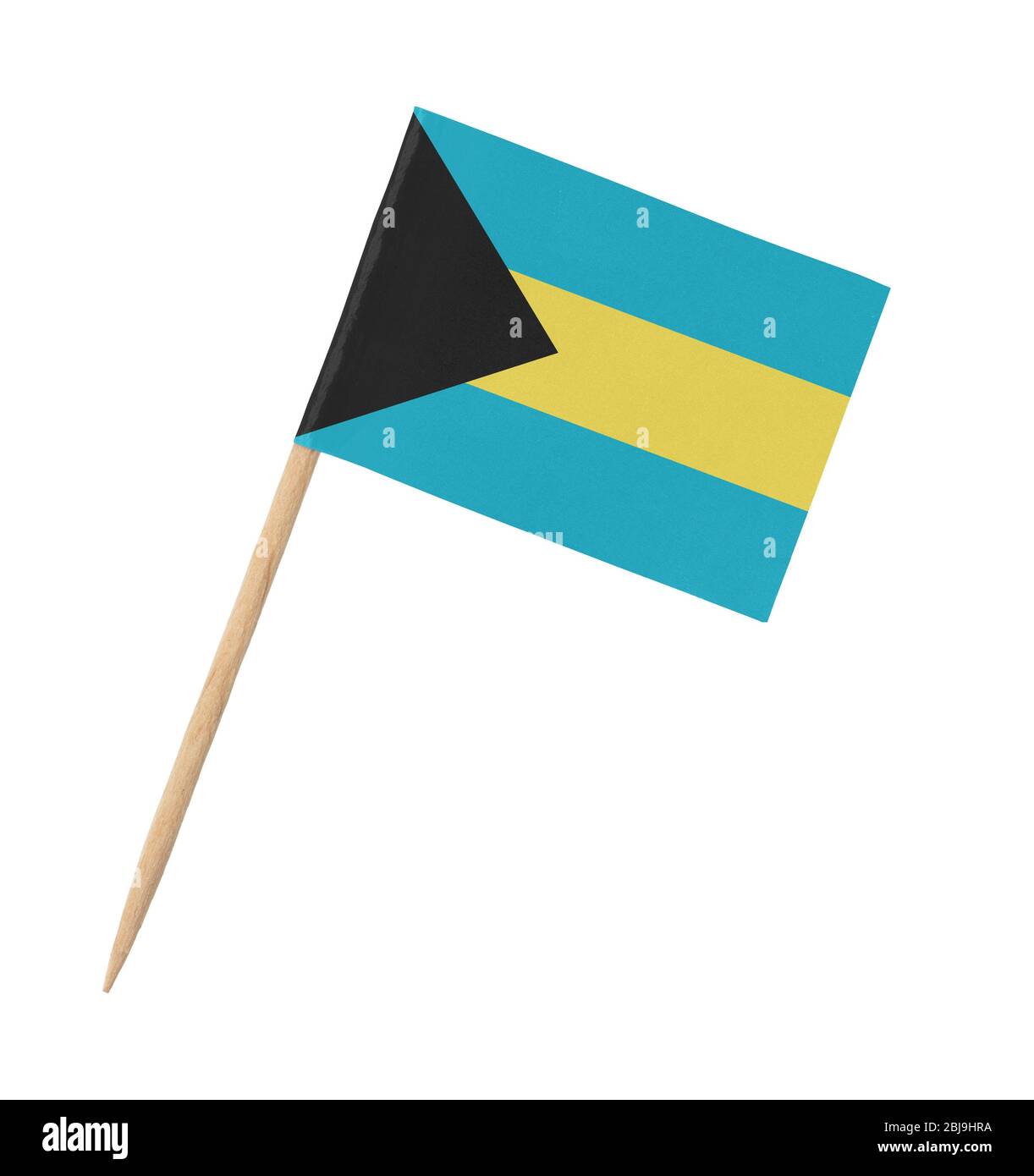 Small paper flag of Bahamas on wooden stick, isolated on white Stock ...