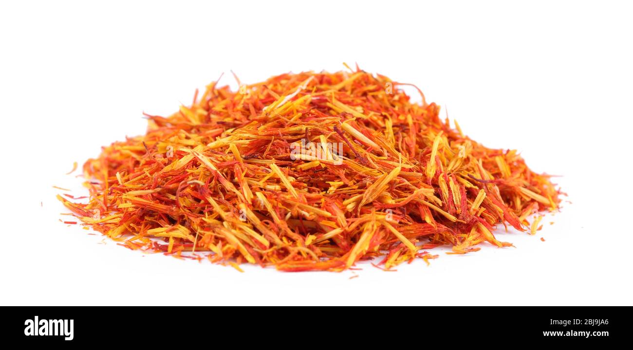 Dried saffron isolated on white Stock Photo - Alamy