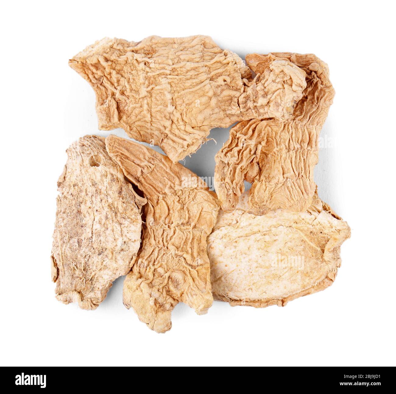 Square of dried ginger slices on white background Stock Photo - Alamy