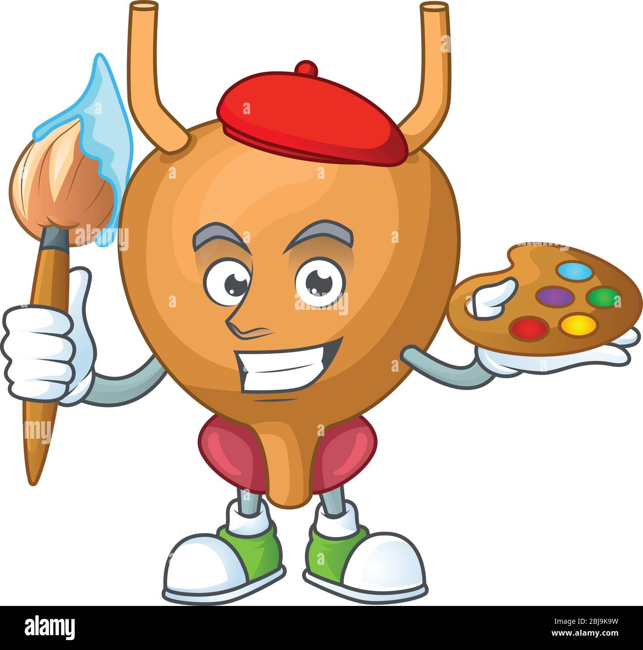 Artistic Artist of bladder cartoon character painting with a brush ...