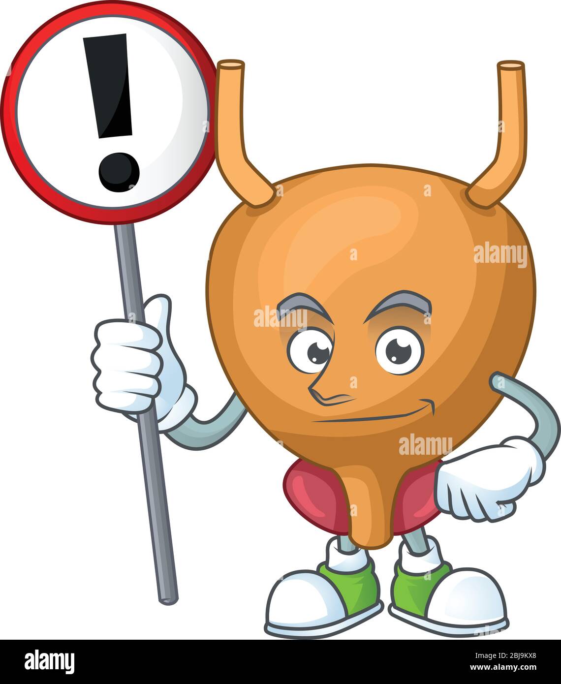 A picture of bladder cartoon character concept holding a sign Stock ...