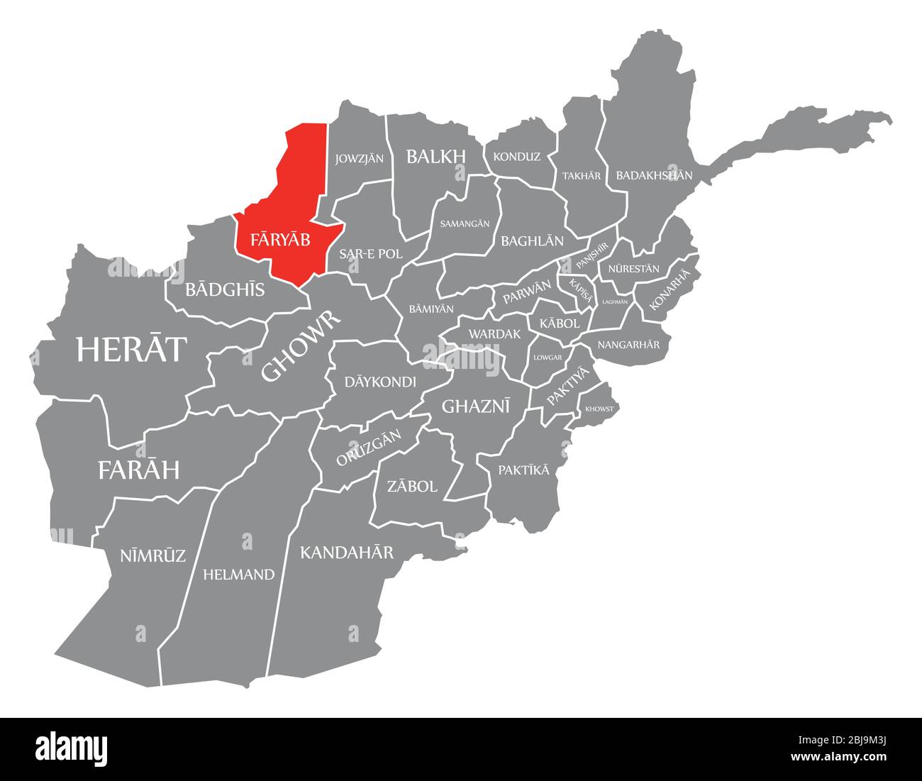 Faryab red highlighted in map of Afghanistan Stock Vector Image & Art ...