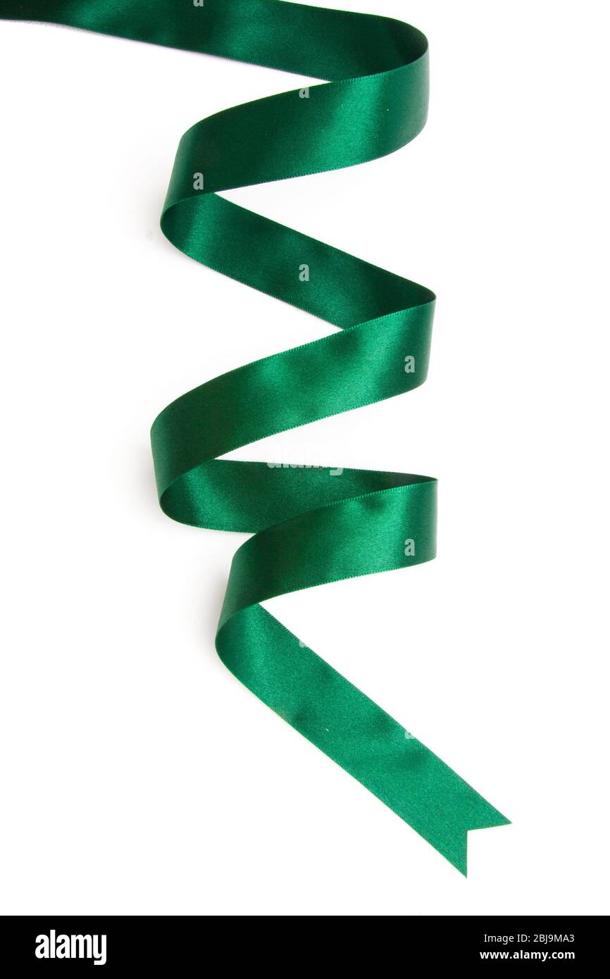 green ribbon border isolated on white background Stock Photo - Alamy