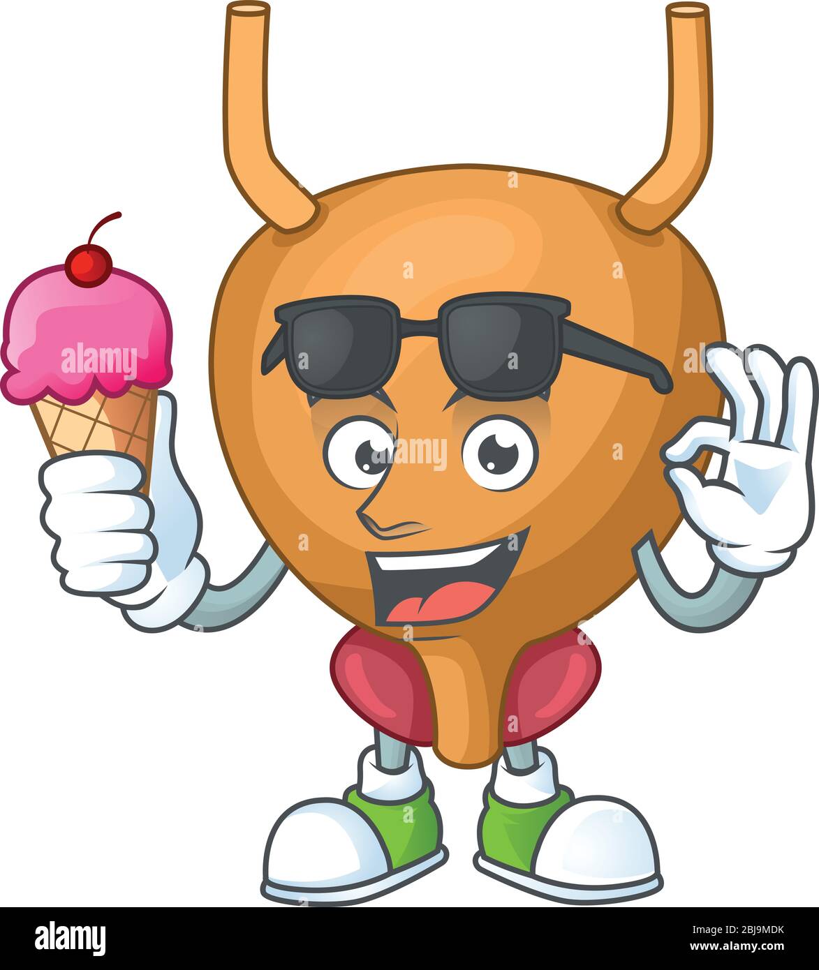 Cute bladder cartoon character enjoying an ice cream Stock Vector Image ...
