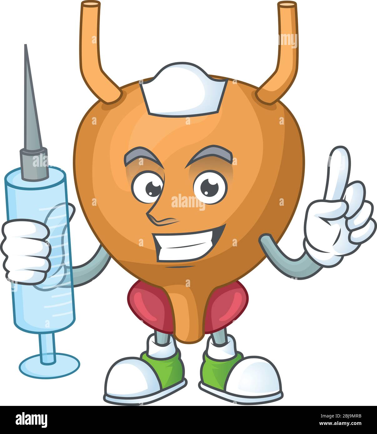 Friendly Nurse bladder mascot design style using syringe Stock Vector ...
