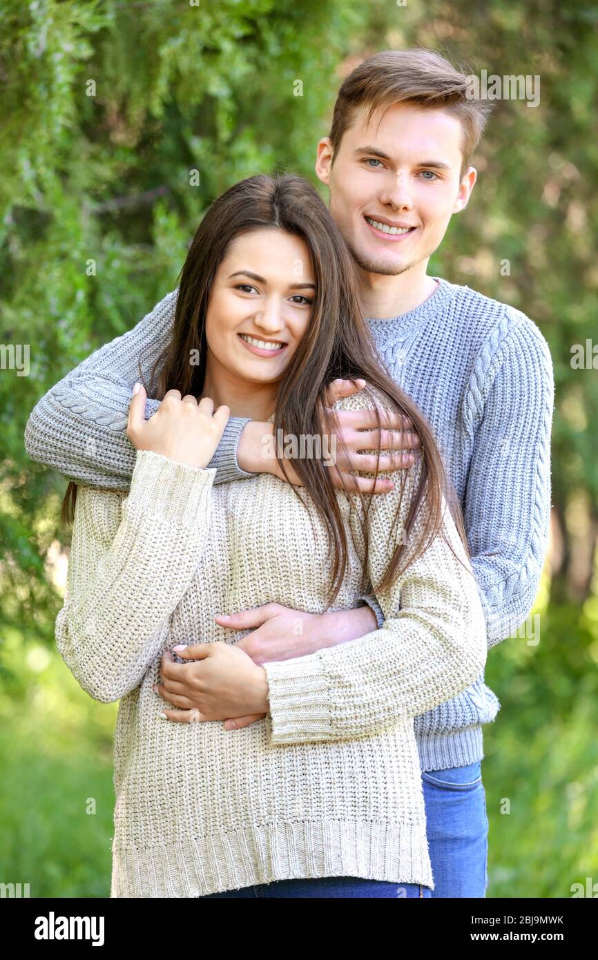 Lovely couple in park Stock Photo - Alamy
