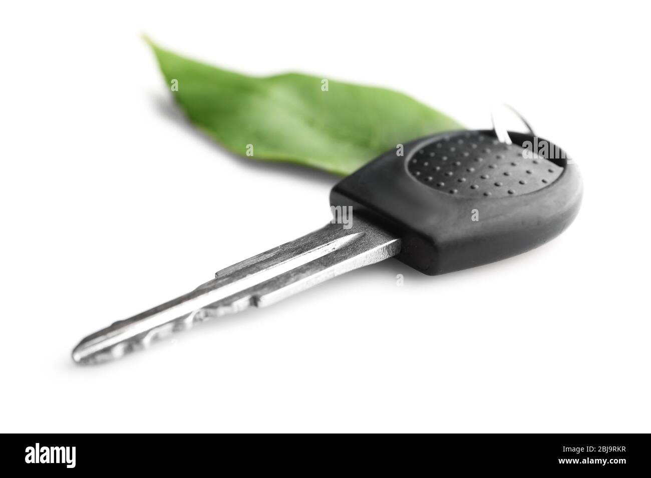 Car key with green leaf, isolated on white Stock Photo - Alamy