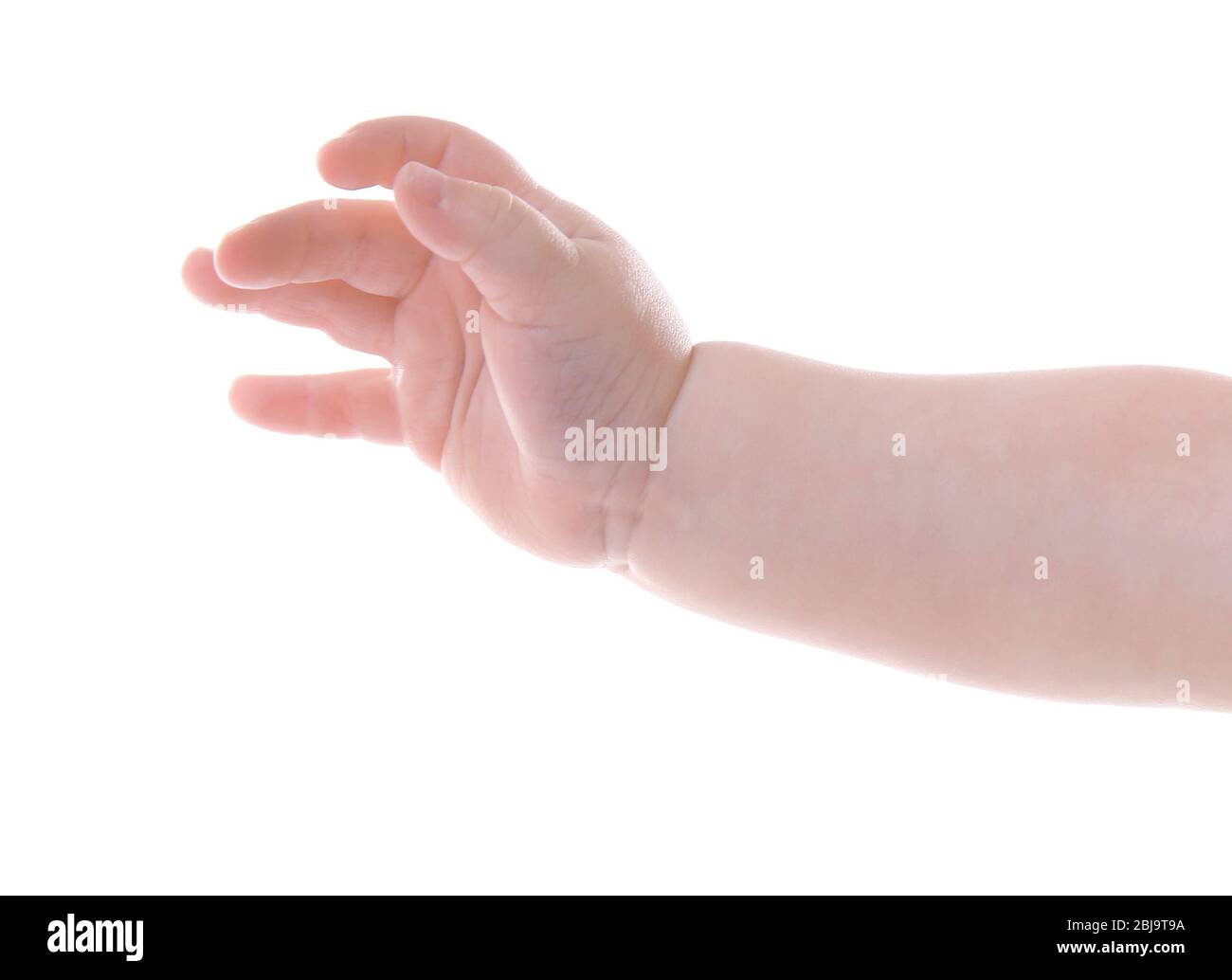 Baby's hand gesturing, isolated on white Stock Photo - Alamy
