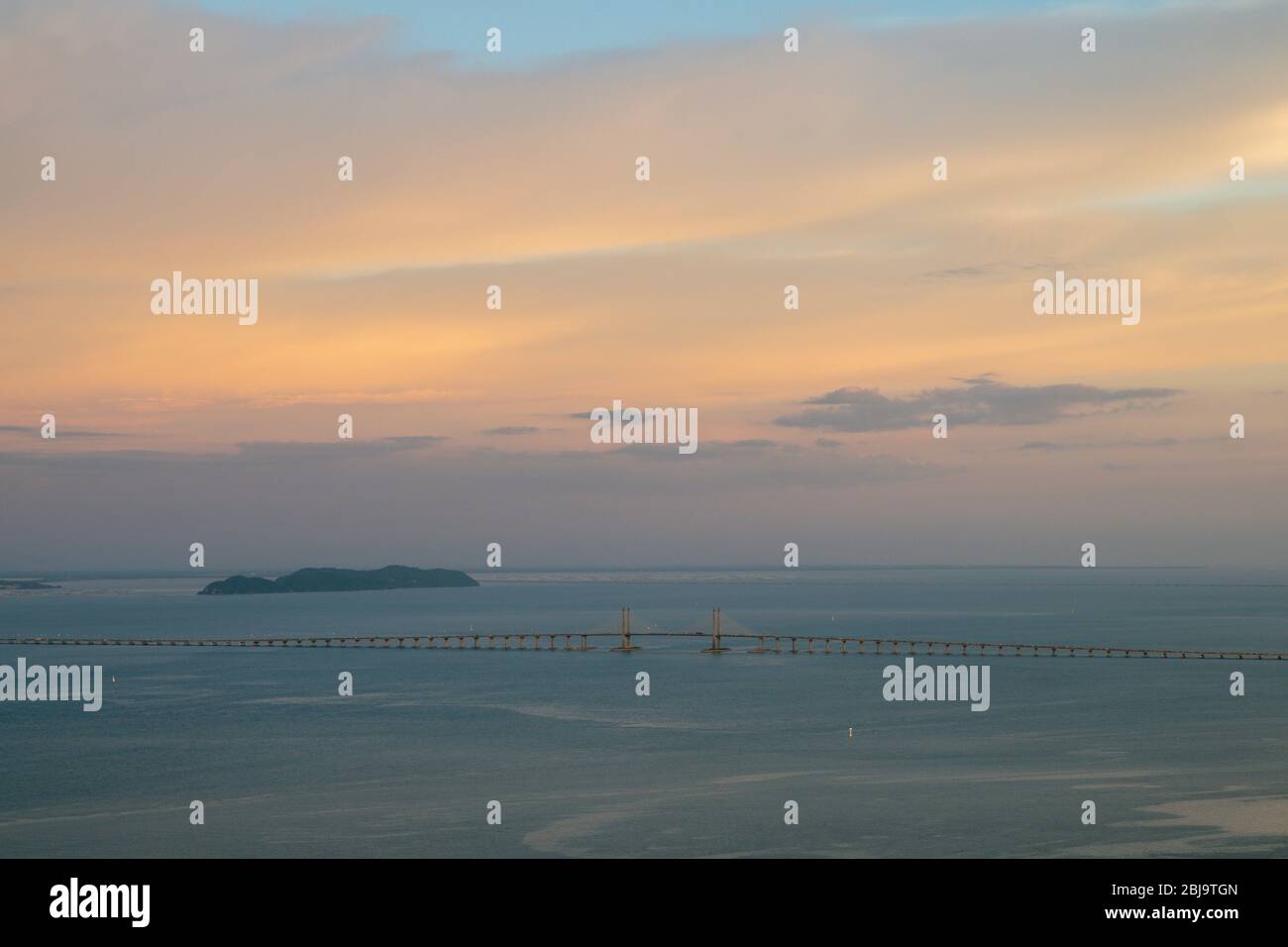Aerial view Penang Bridge in sunset evening Stock Photo - Alamy
