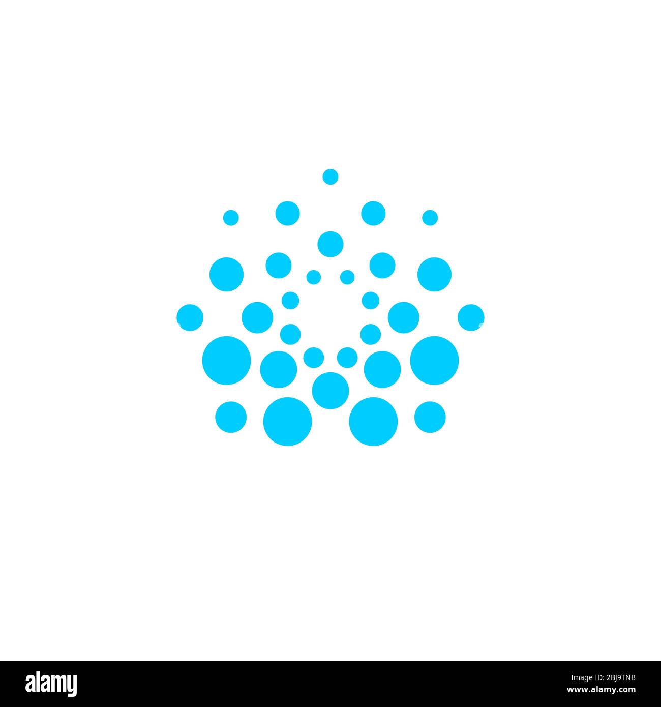 water logo concept, abstract blue dotted drop symbol, fizzy water ...
