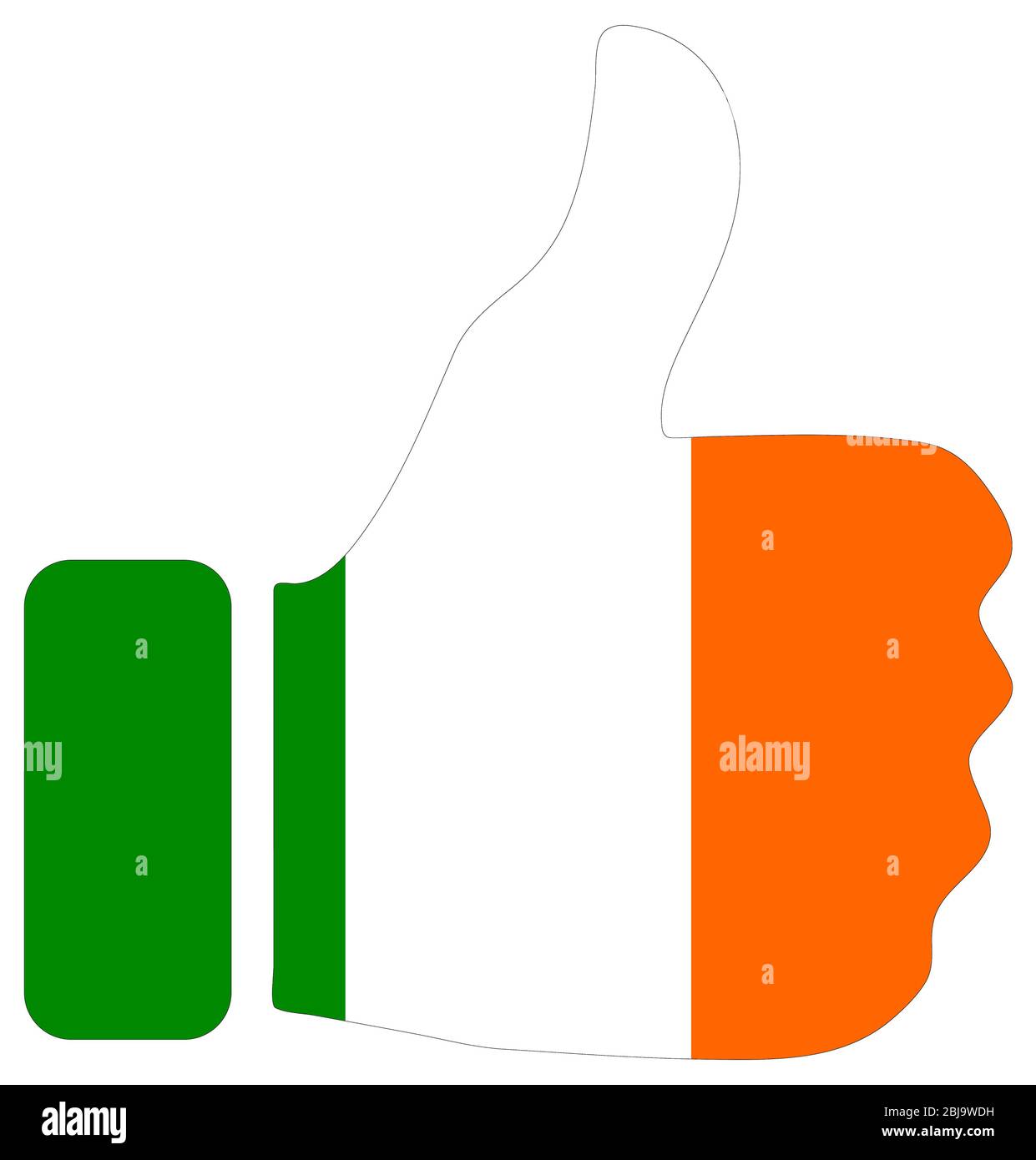 Thumbs up sign with flag of Ireland nation Stock Photo - Alamy