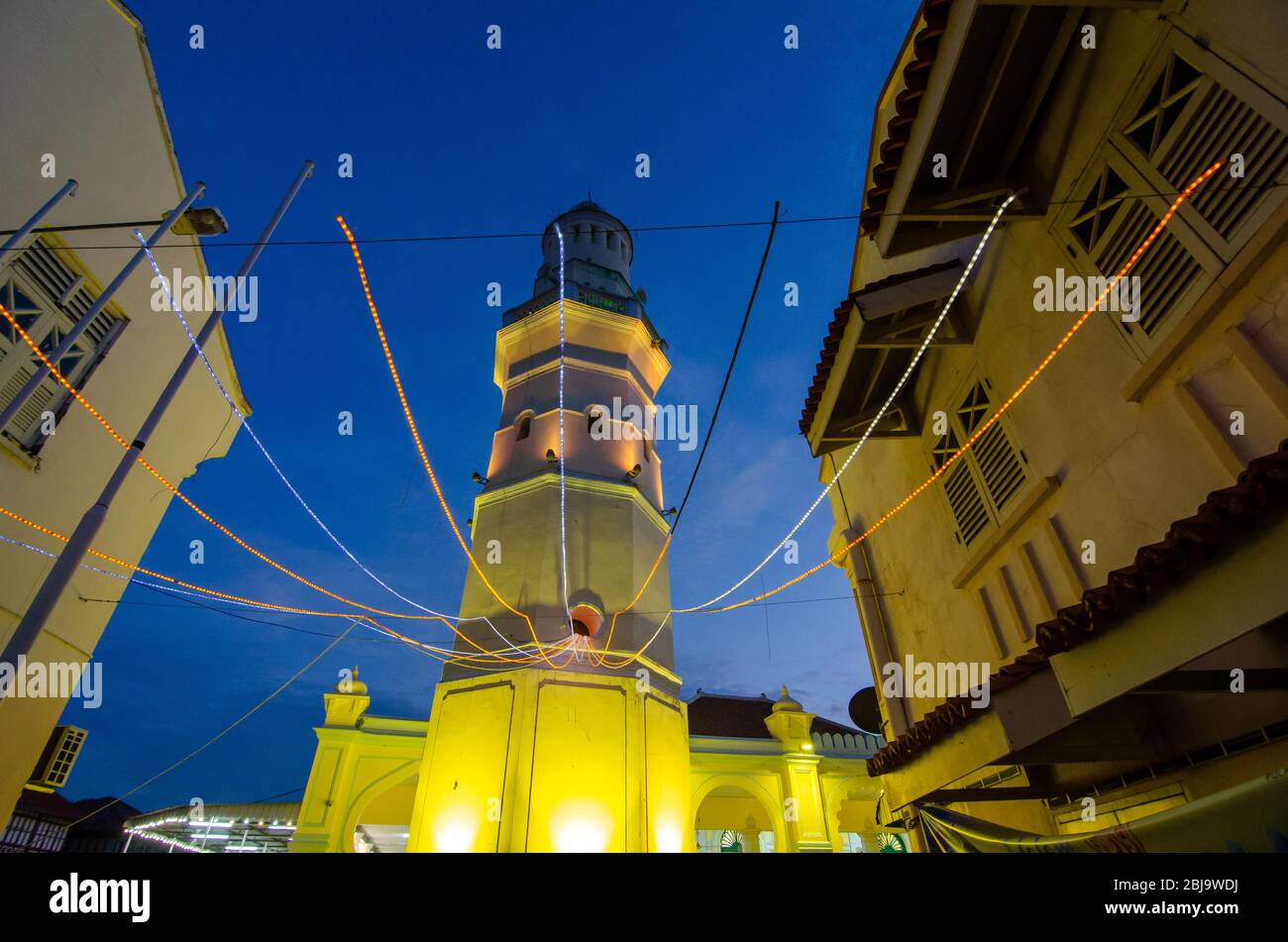 Acheh Mosque with lighting at night at Acheh Street, Penang Stock Photo ...
