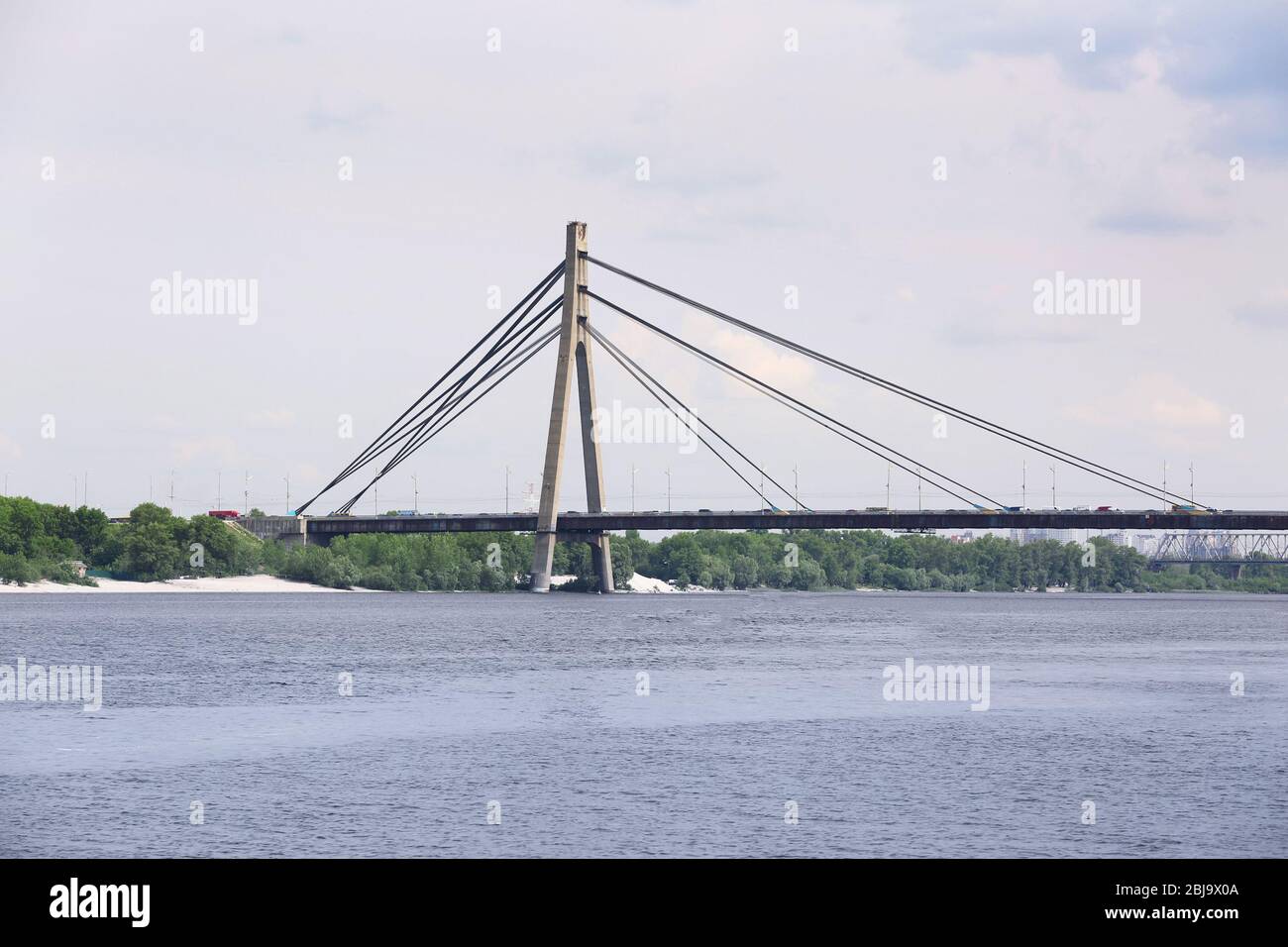 Modern bridge over river Stock Photo - Alamy