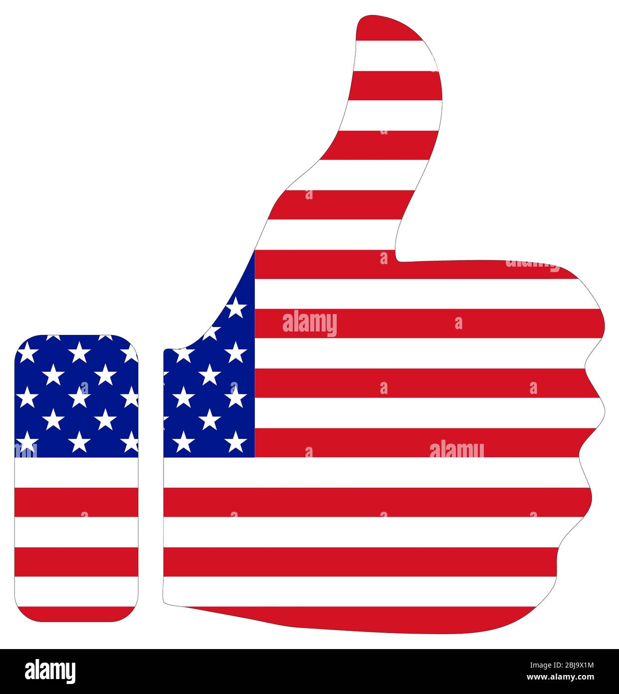 Thumbs up sign with flag of USA nation Stock Photo - Alamy