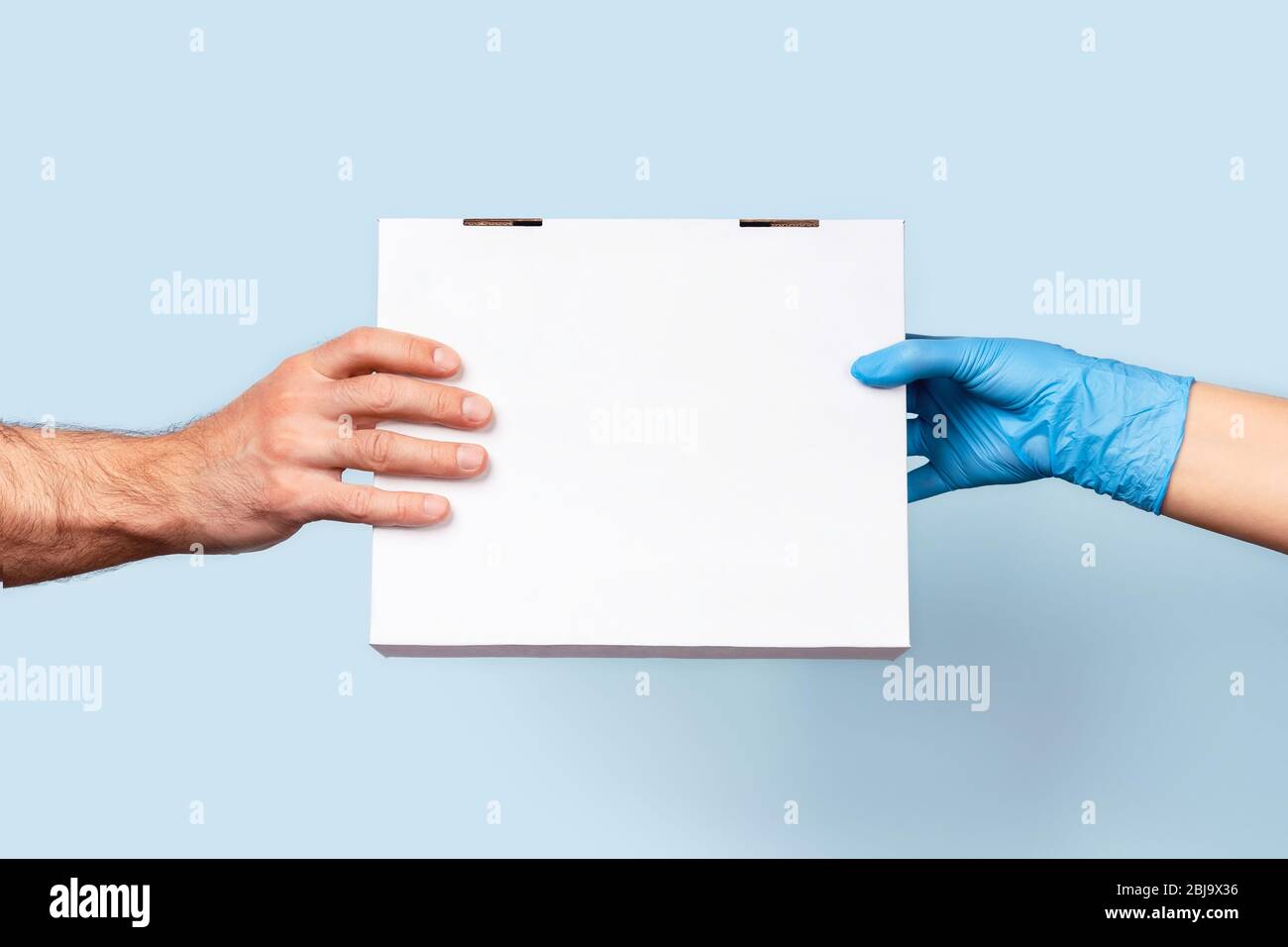 Safe delivery with care for yourself and others. Front view to delivery ...