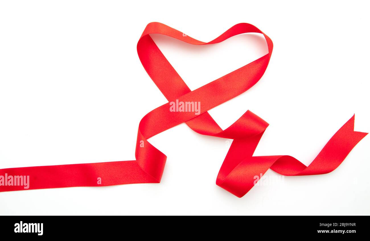 red ribbon love border isolated on white background Stock Photo - Alamy