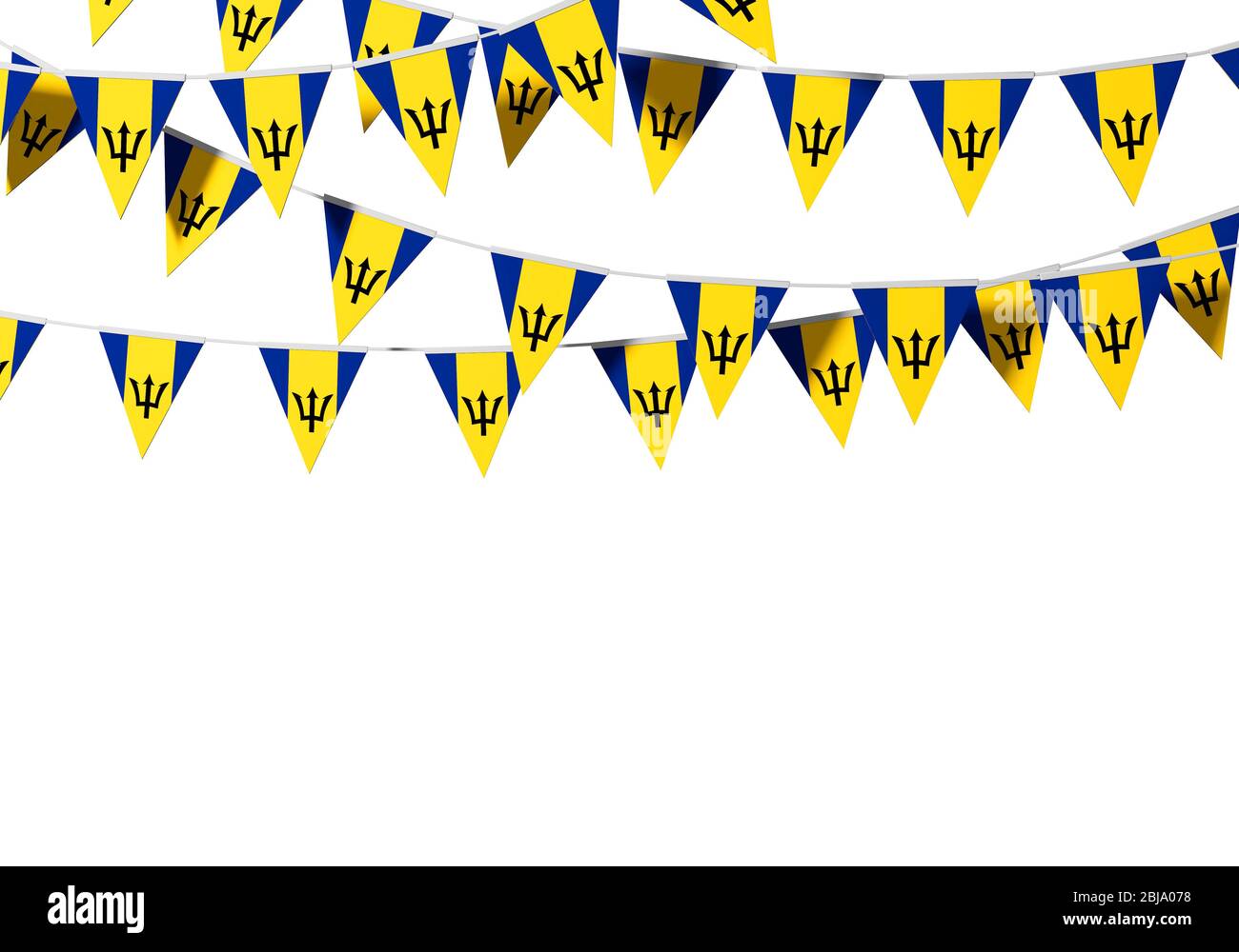 Barbados flag festive bunting against a plain background. 3D Rendering ...