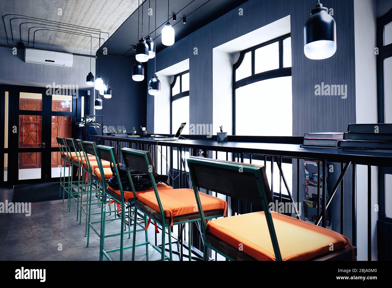 Modern library interior Stock Photo - Alamy