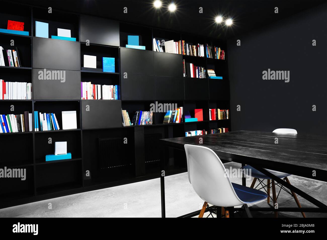 Contemporary design of library interior Stock Photo - Alamy
