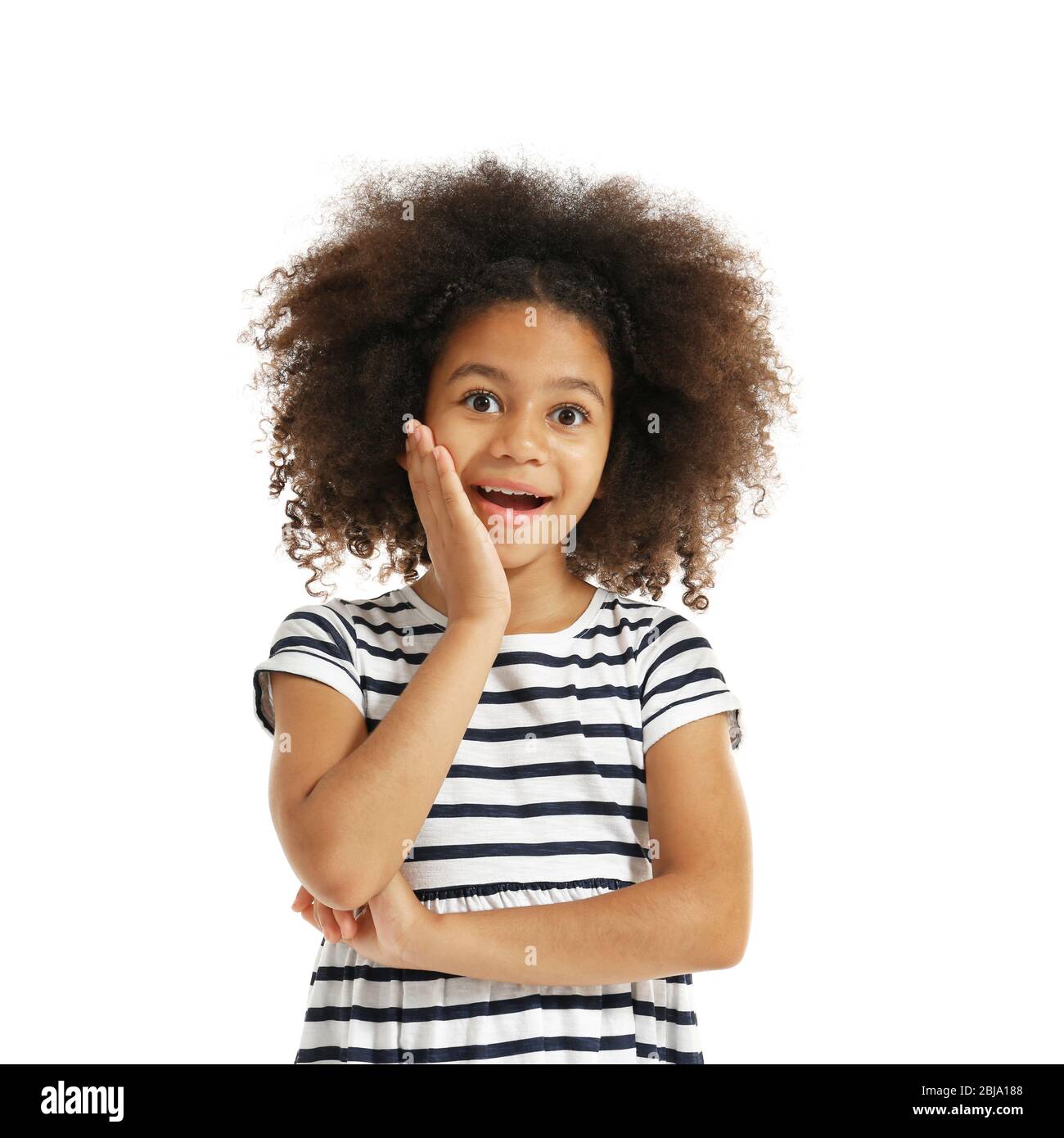 Happy African girl, isolated on white Stock Photo - Alamy