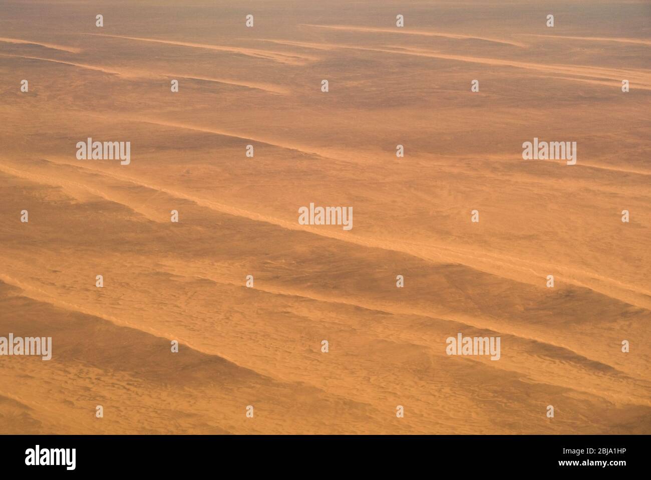 Aerial airplane view of barren Sahara desert landscape in Egypt Stock ...