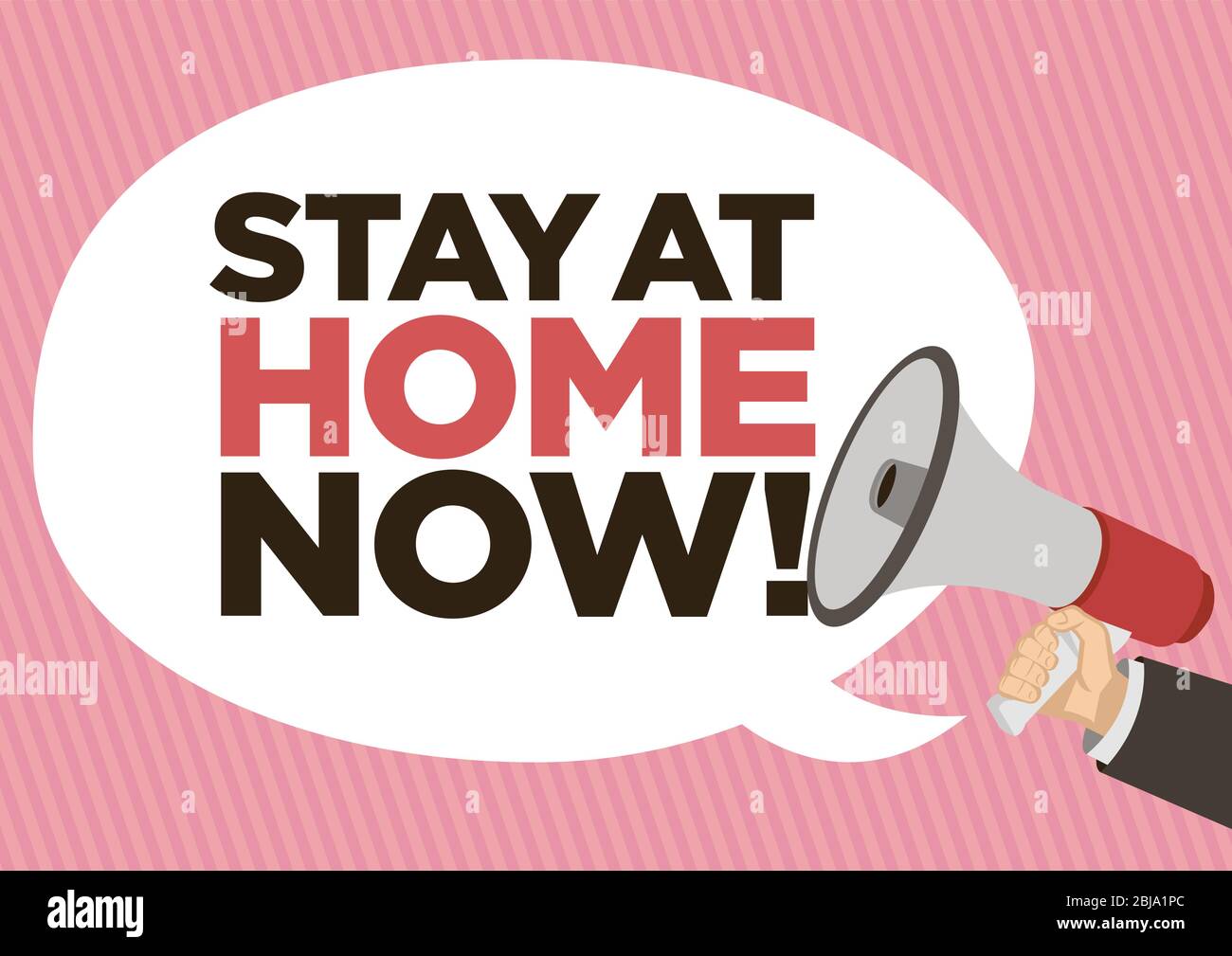 Stay at home announcement with megaphone. Concept of virus prevention ...