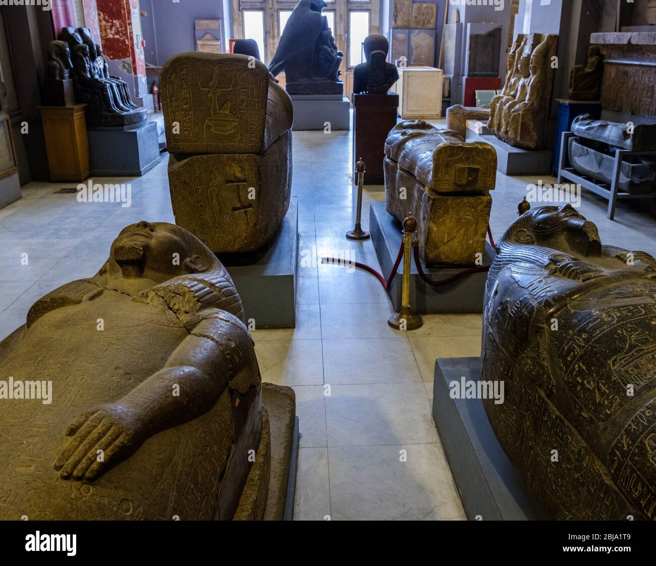 Cairo / Egypt - May 25, 2019: Ancient Egyptian sarcophagi and mummy ...