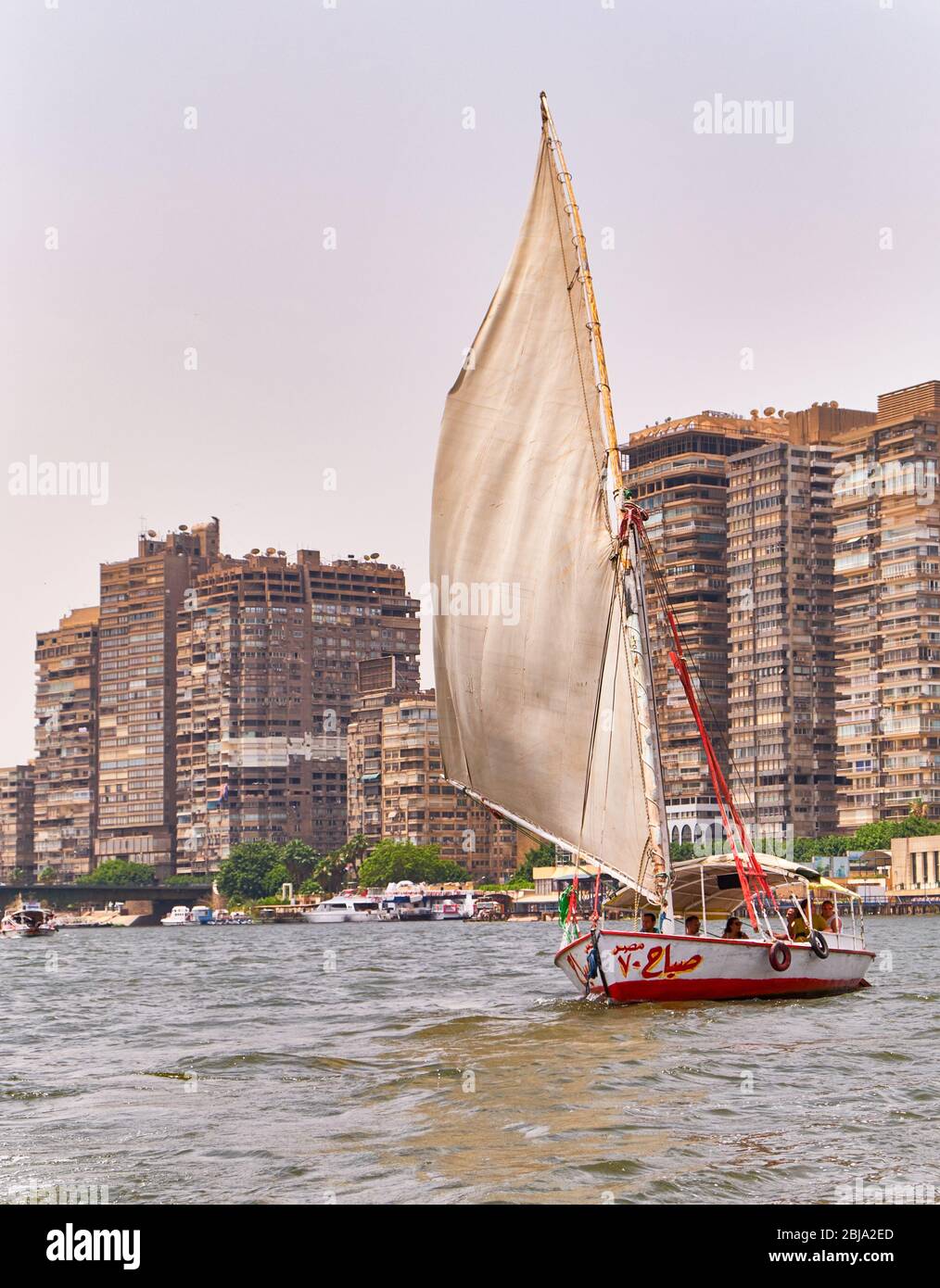 Cairo / Egypt - May 25th 2019: Felucca boat, traditional wooden sailing ...
