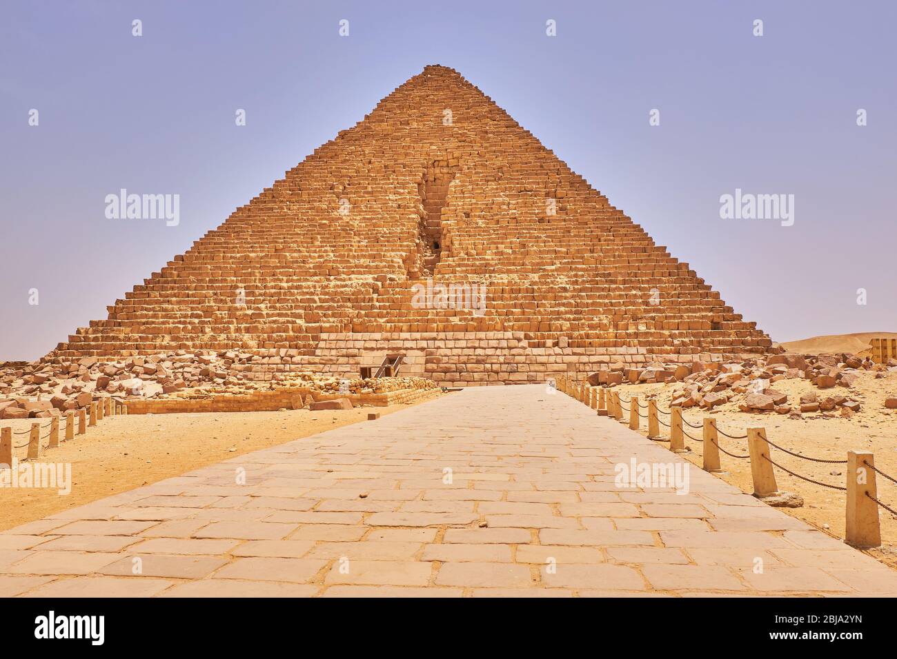 The Pyramid of Menkaure, the smallest of the three pyramids of Giza in ...