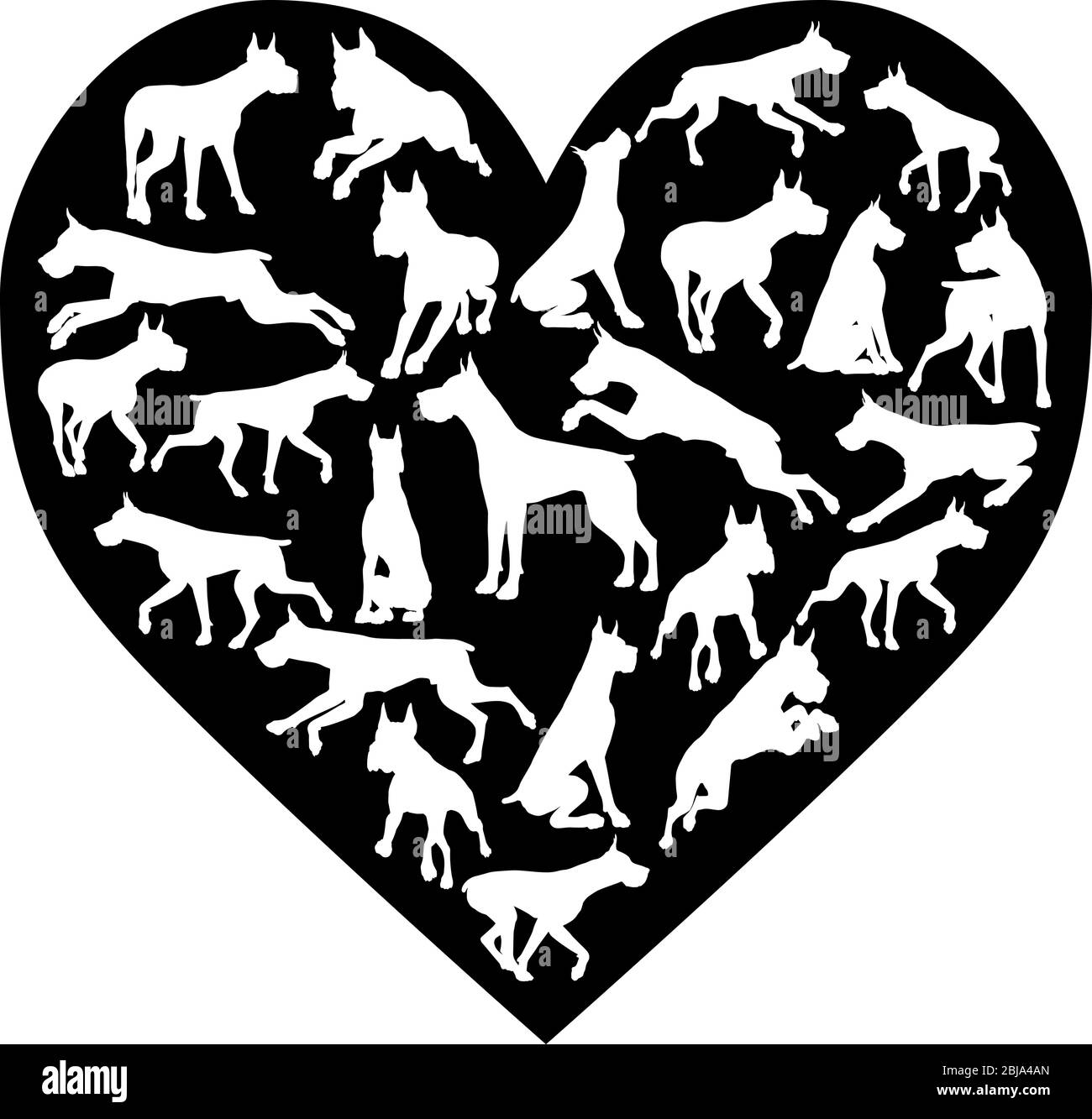 Great Dane Dog Heart Silhouette Concept Stock Vector Image & Art - Alamy