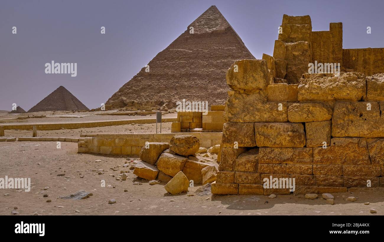 Giza Plateau with the Giza pyramid complex in Cairo, Egypt Stock Photo ...