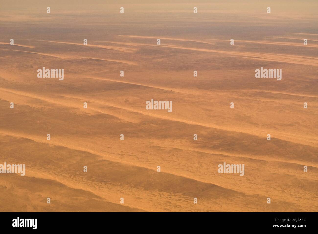 Aerial airplane view of barren Sahara desert landscape in Egypt Stock ...