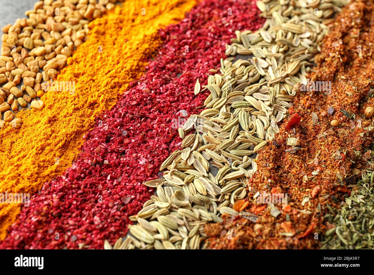 Different spices background, close up Stock Photo - Alamy
