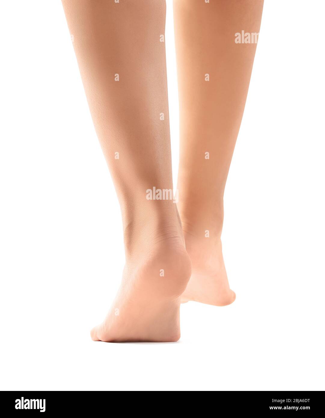 Healthy female legs on white background Stock Photo - Alamy
