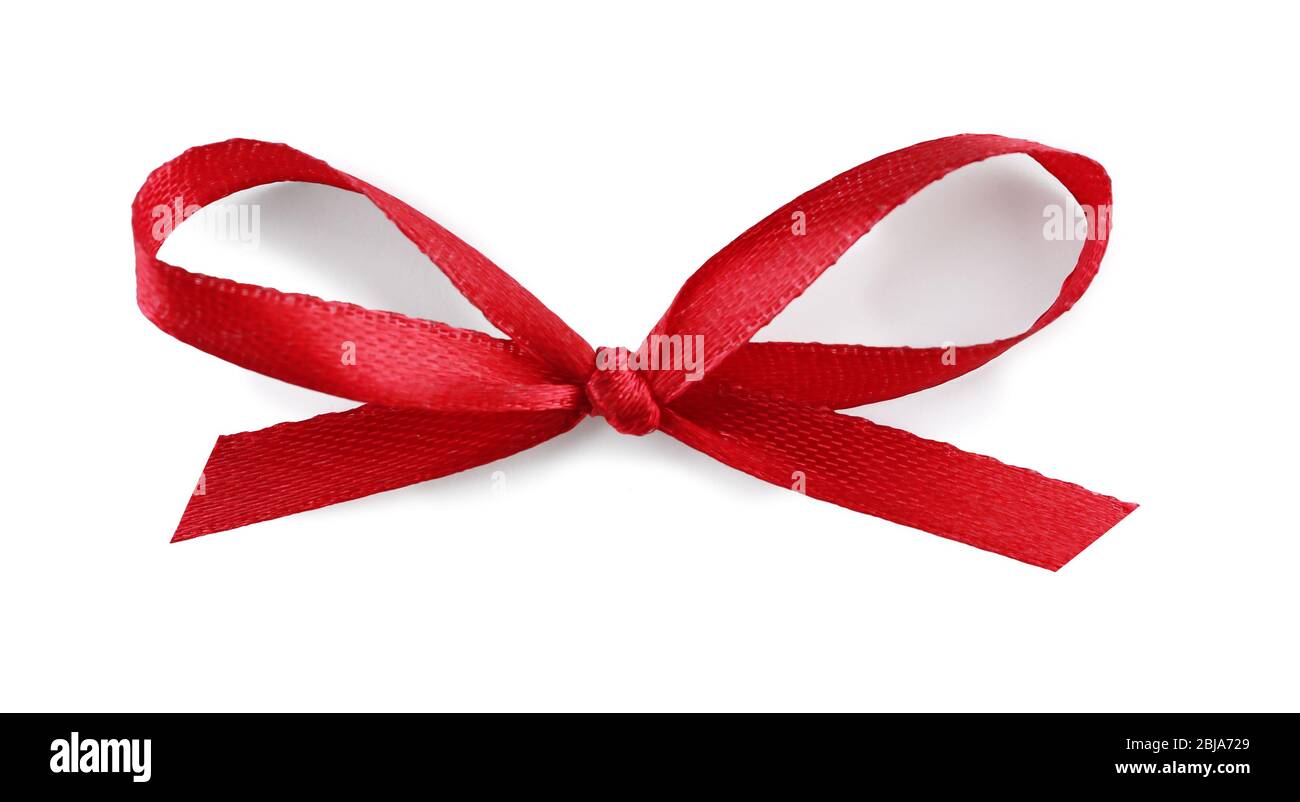 Red ribbon bow-knot on white background Stock Photo - Alamy