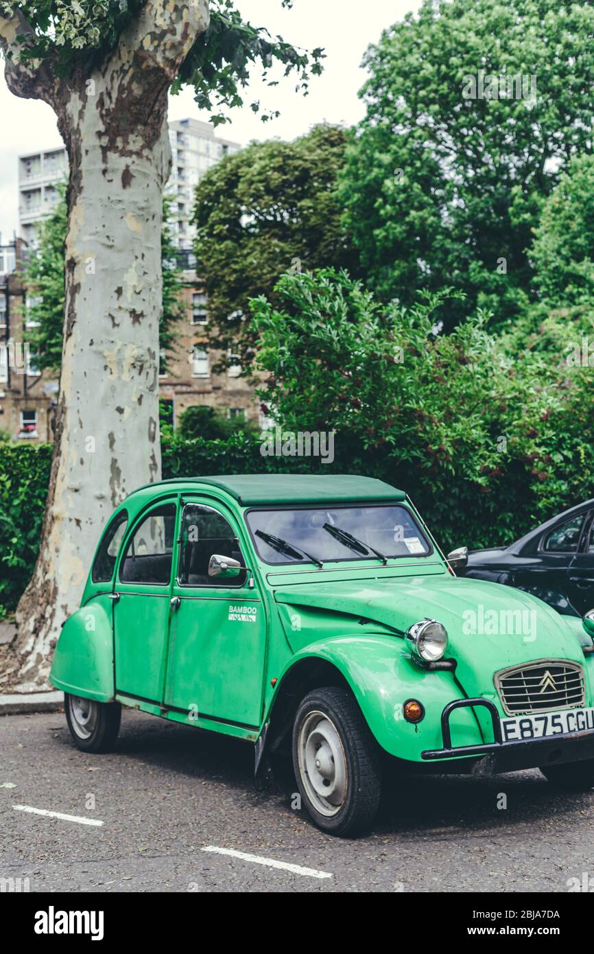 London/UK-30/7/18:green Citroën 2CV Spécial parked on a street in ...