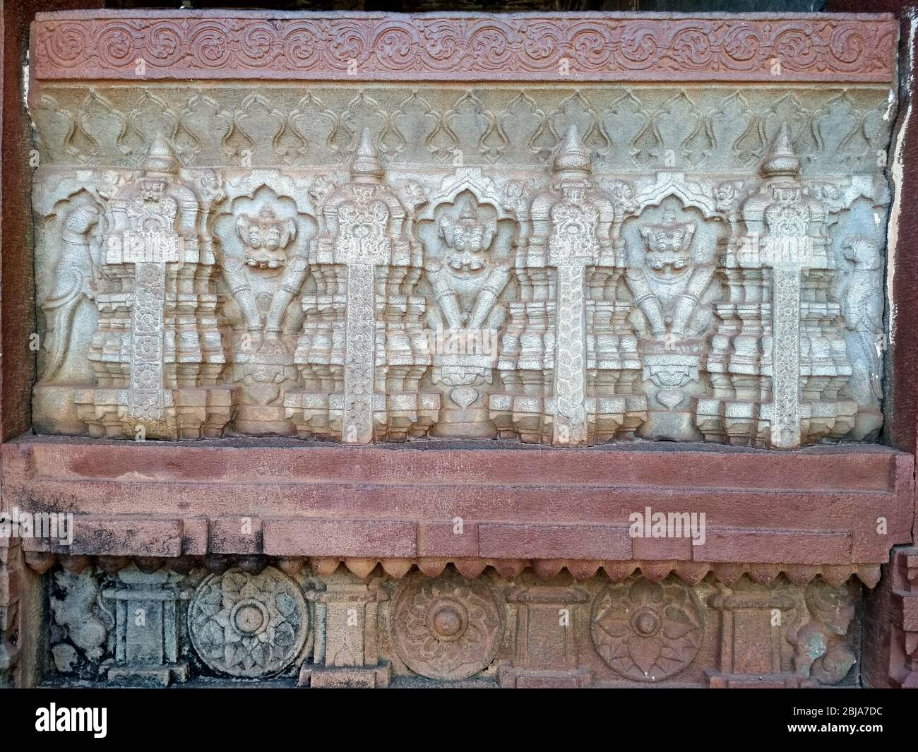 Parapet wall reliefs of Aghoreshwara temple Stock Photo - Alamy