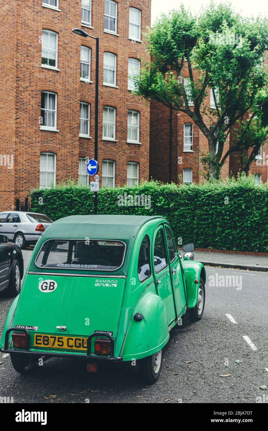 London/UK-30/7/18:green Citroën 2CV Spécial parked on a street in ...