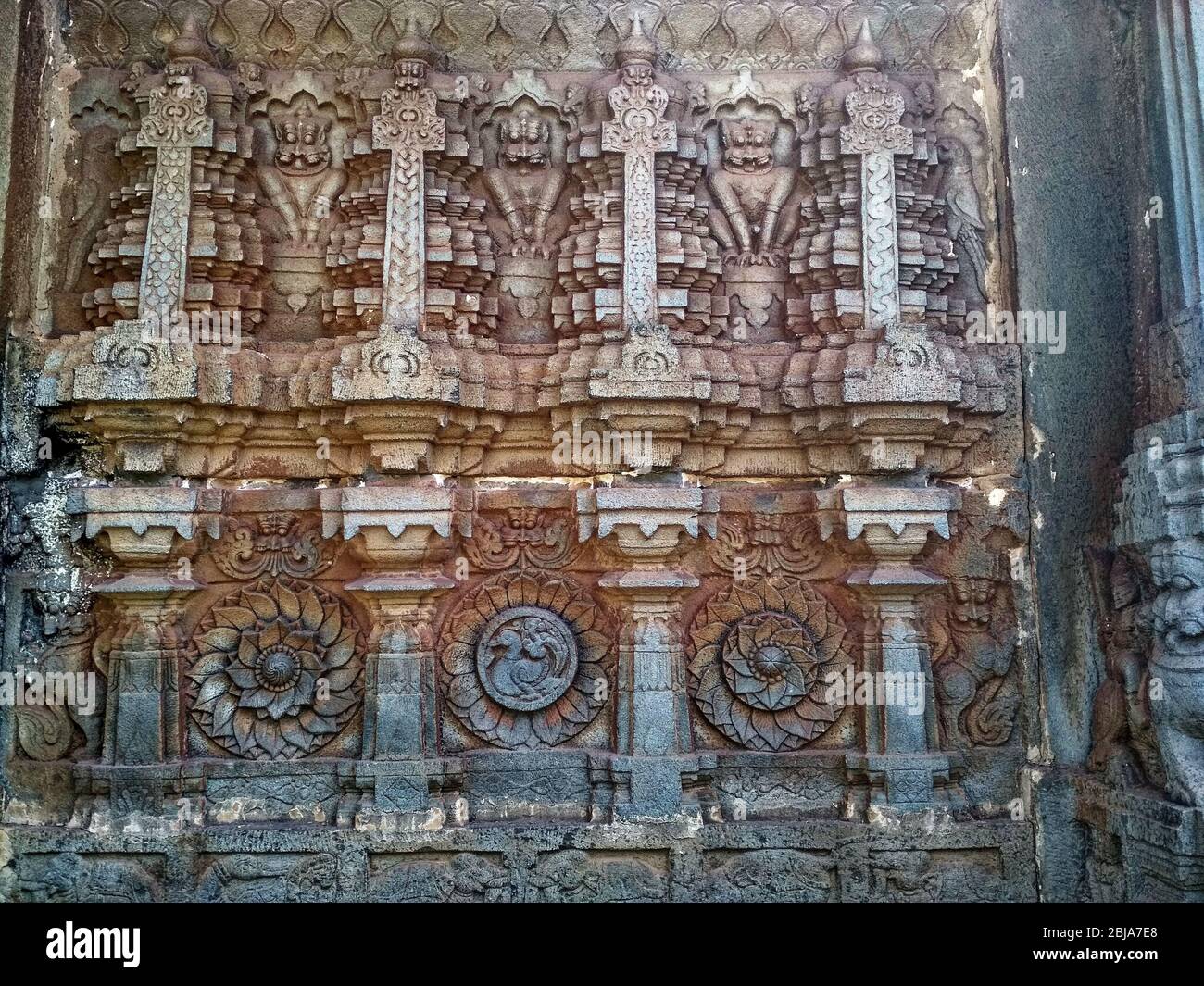 Parapet wall reliefs of Aghoreshwara temple Stock Photo - Alamy