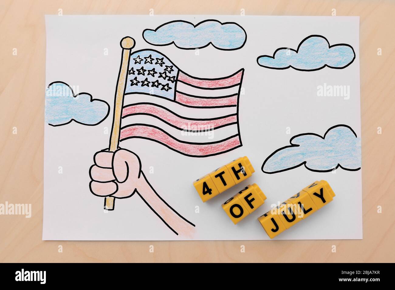 Child's drawing of American flag on paper Stock Photo - Alamy
